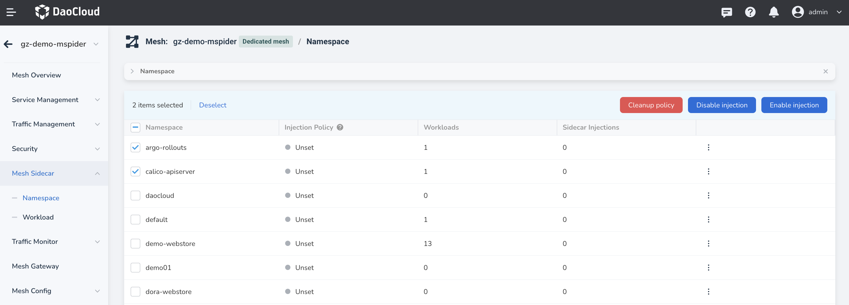 Namespace Sidecars - DaoCloud Enterprise