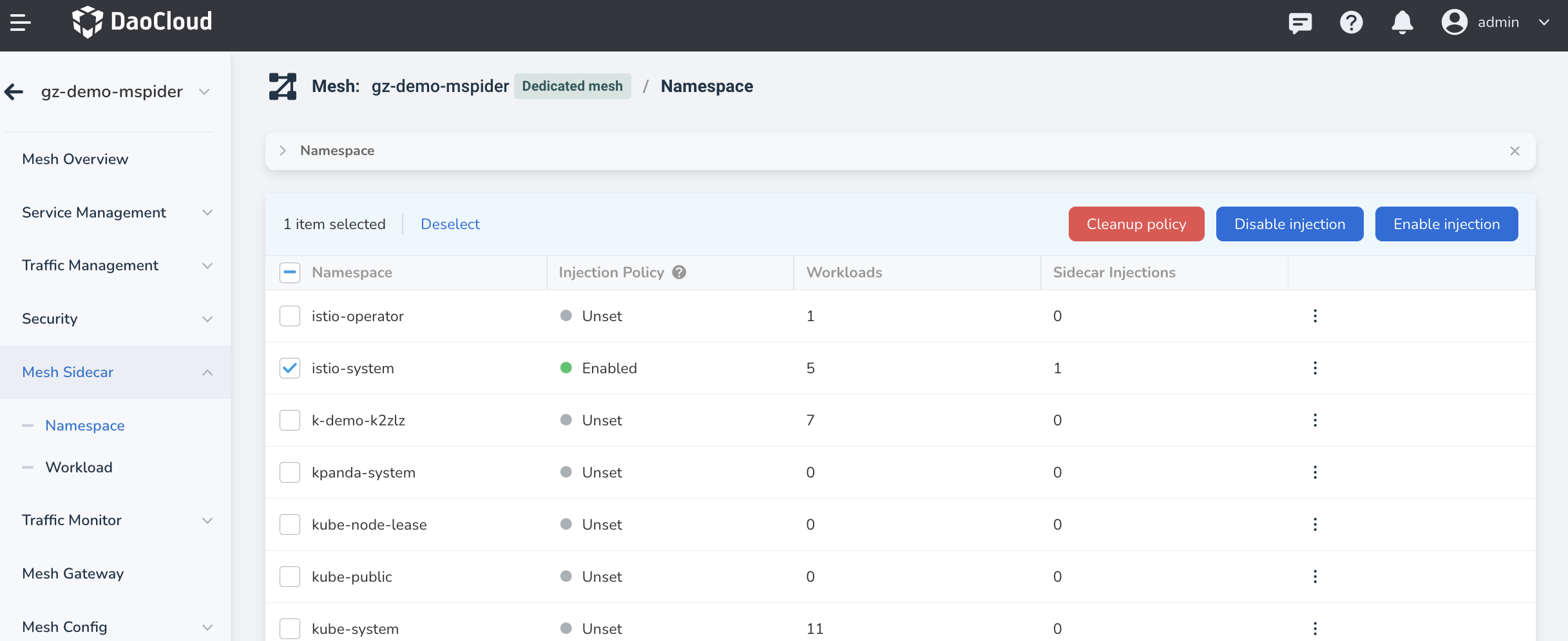 Namespace Sidecars - DaoCloud Enterprise